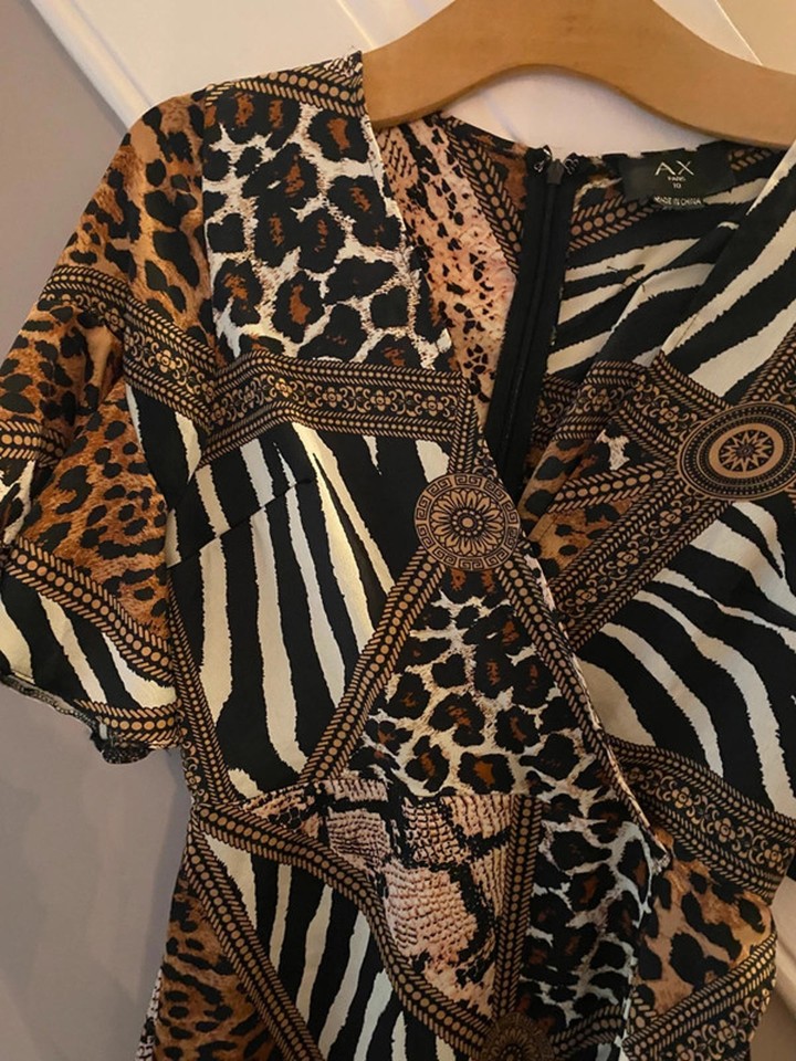 Animal leopard zebra print floaty wrap style dress | eBay UK