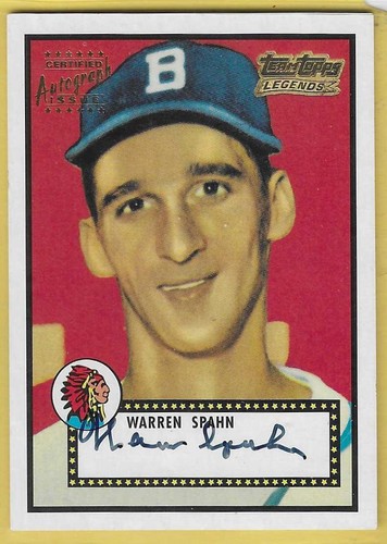 2001 Topps Team Legends Rookie Reprint Warren Spahn Braves On Card HOF ...