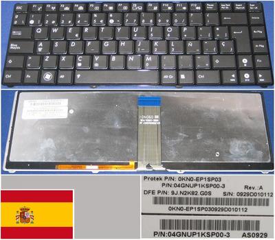 Spanish Qwerty Keyboard ASUS UL30 UL30VT 9J.N1M82.H0S Black Frame ...