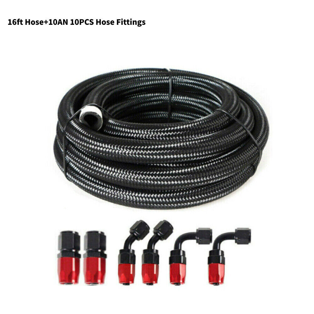 AN10 Fitting Stainless Steel Nylon Braided Oil Fuel Hose Line Fitting ...