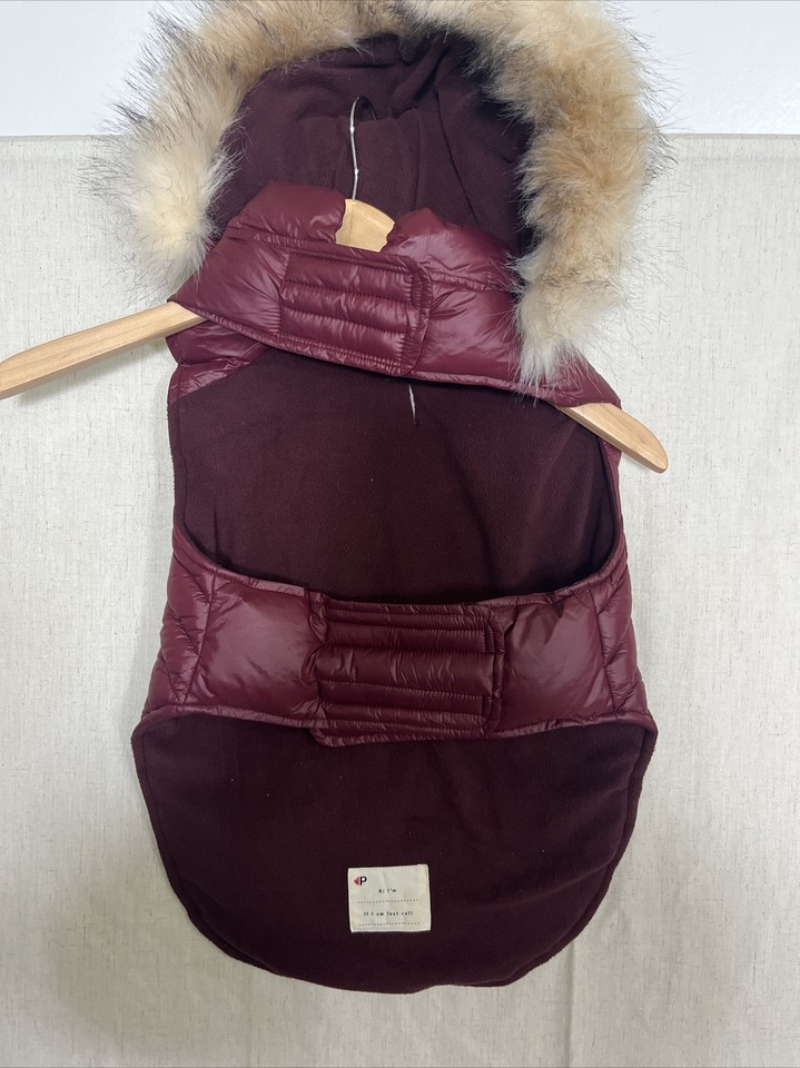 PAJAR PUP Insulated Puffer Jacket Dogs Removable Hood Nylon Coat Maroon ...