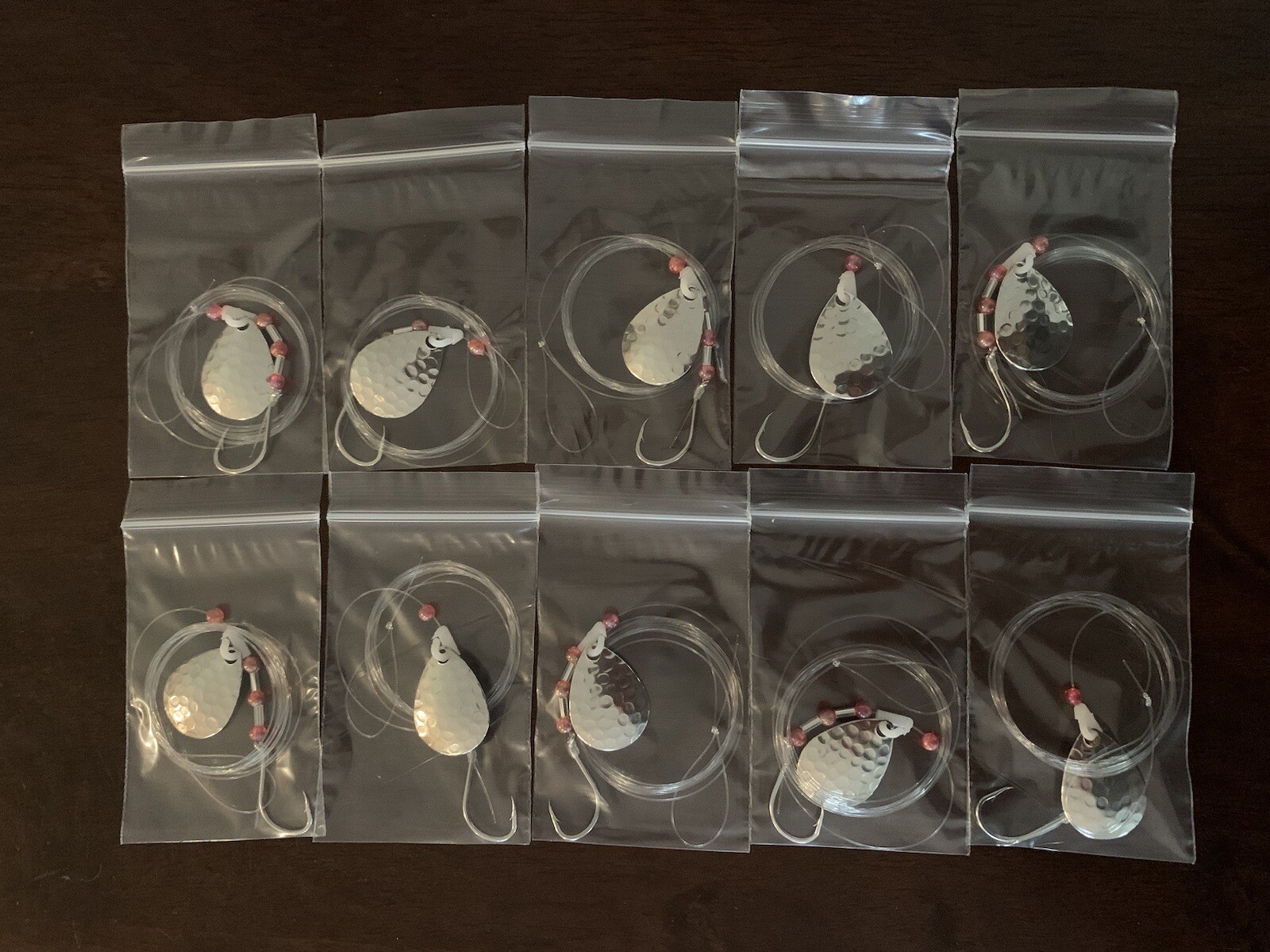 10 Walleye 1-Hook Snell Crawler Harness w/Quick Change & Silver Spinner ...