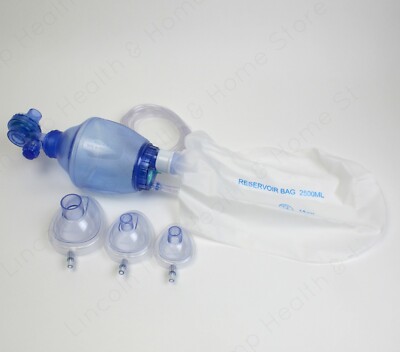 Disposable BVM Resuscitator Set - CHILD 550ml Bag. Includes Size 00,0,1 ...