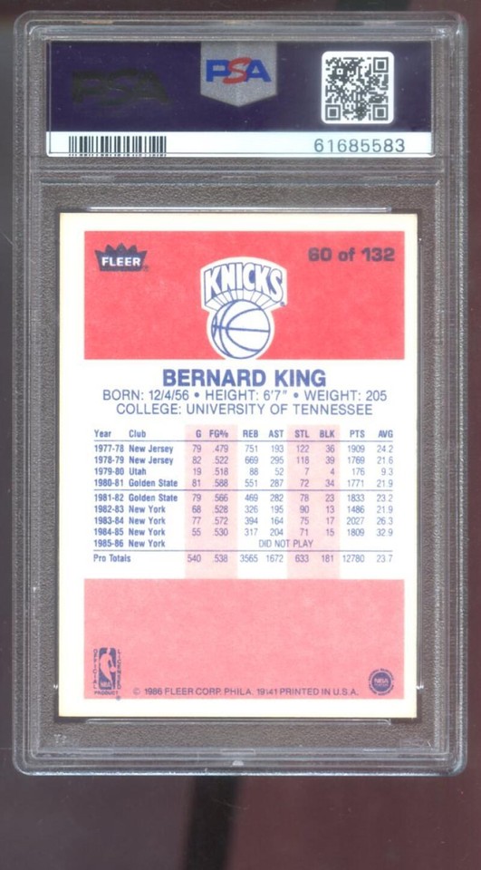 1986-87 Fleer #60 Bernard King PSA 8 Graded Basketball Card NBA 86-87 1987 Knick | eBay