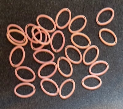 Brass-based double sided open oval drops coated with salmon pink epoxy ...