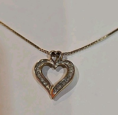 14k Real Gold Heart Necklace & 10k Real gold Heart With Diamonds ...