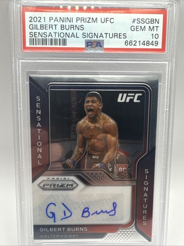 Gilbert Burns 2021 Prizm Sensational Signatures RC Auto PSA-10 POP-1 ...