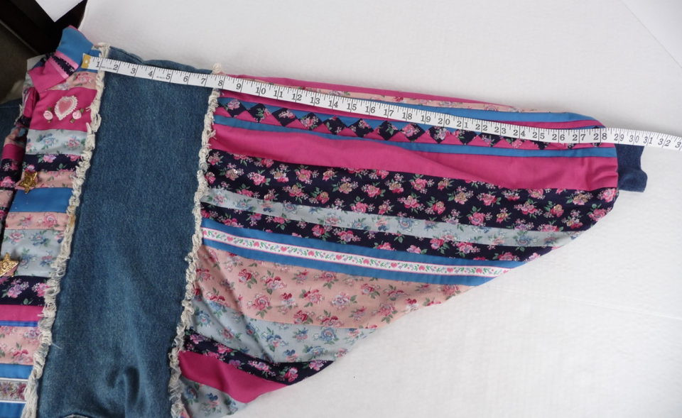 Upcycled Jean Jacket Wm Denim Patchwork Multicolor Star Button Loop ...