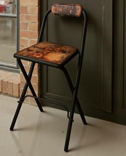 Foldaway Industrial Halloween Goth Bar Stool Bar Chair. Redesigned ️ ...