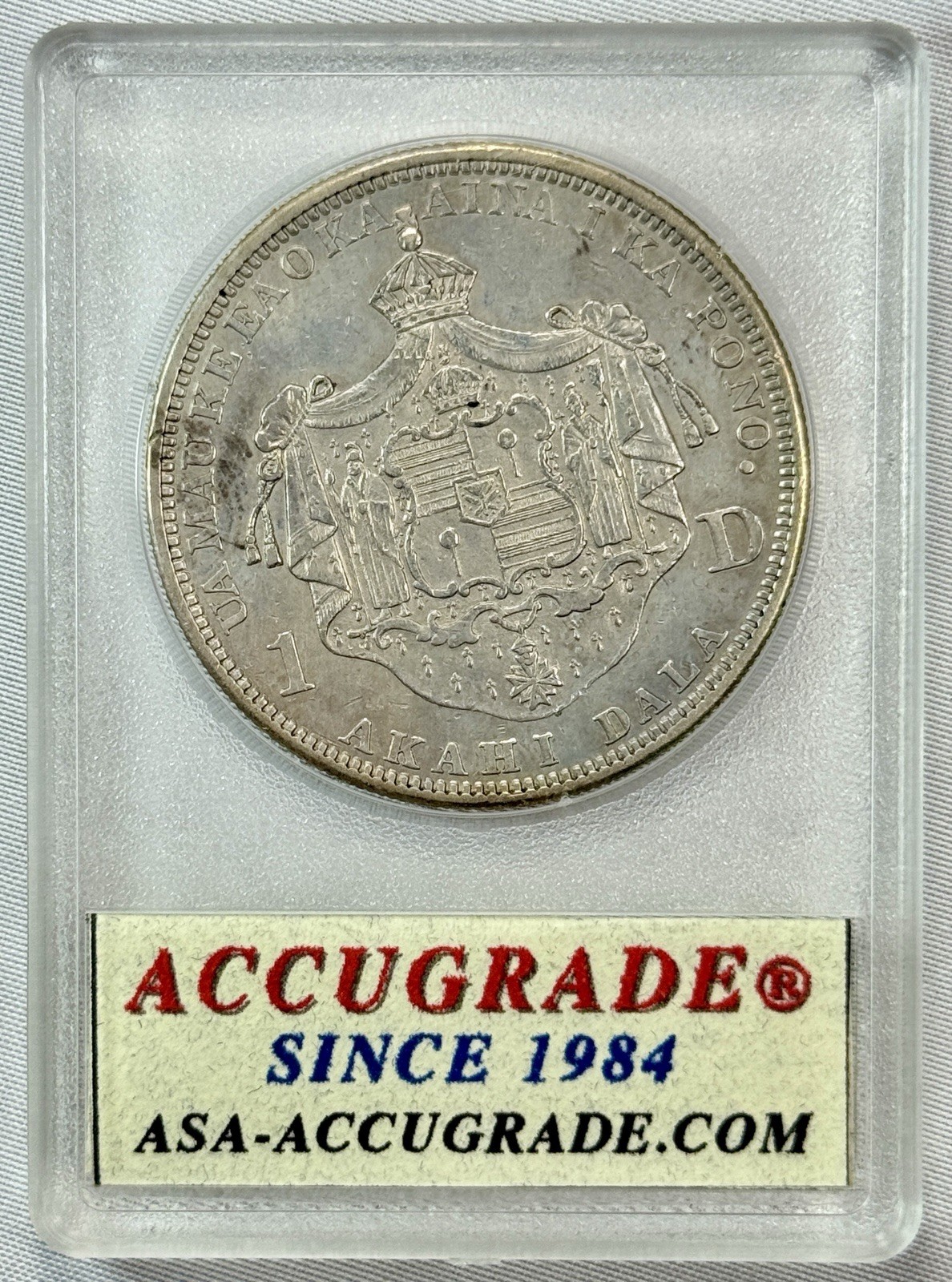 1883 $1 Kingdom of Hawaii Silver Dollar XF+ VINTAGE ACCUGRADE SLAB ...