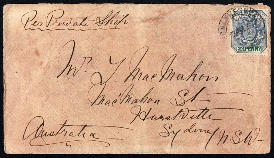 1897, Cover to Sydney, Private Ship Mail, Blue Anchor Line, Maritime ...