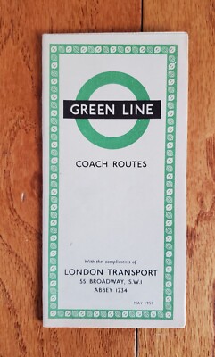 1957 LONDON TRANSPORT GREEN LINE COACH ROUTES BUS MAP | eBay