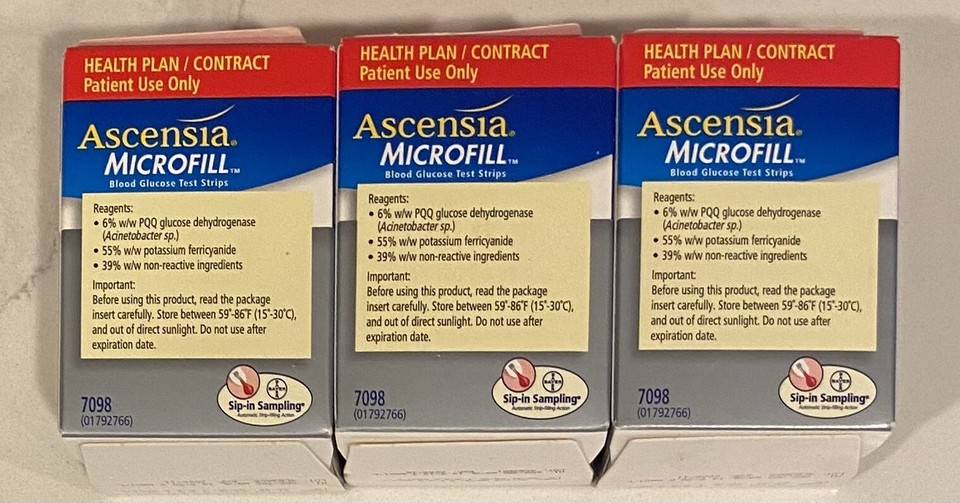 Ascensia Microfill Contour Blood Glucose 150 Test Strips 7098 Bayer ...