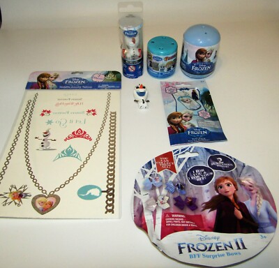 DISNEY FROZEN BUNDLE LOT OF (7) DIFFERENT ITEMS MASHEMS,FIGURES,BOWS ...