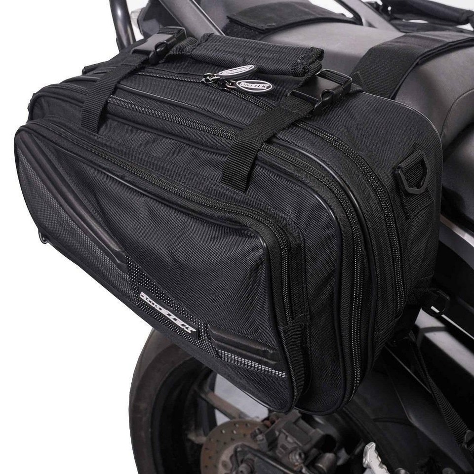 BikeTek Diablo Expandable Motorcycle Panniers 42L Motorbike Saddle Bags ...