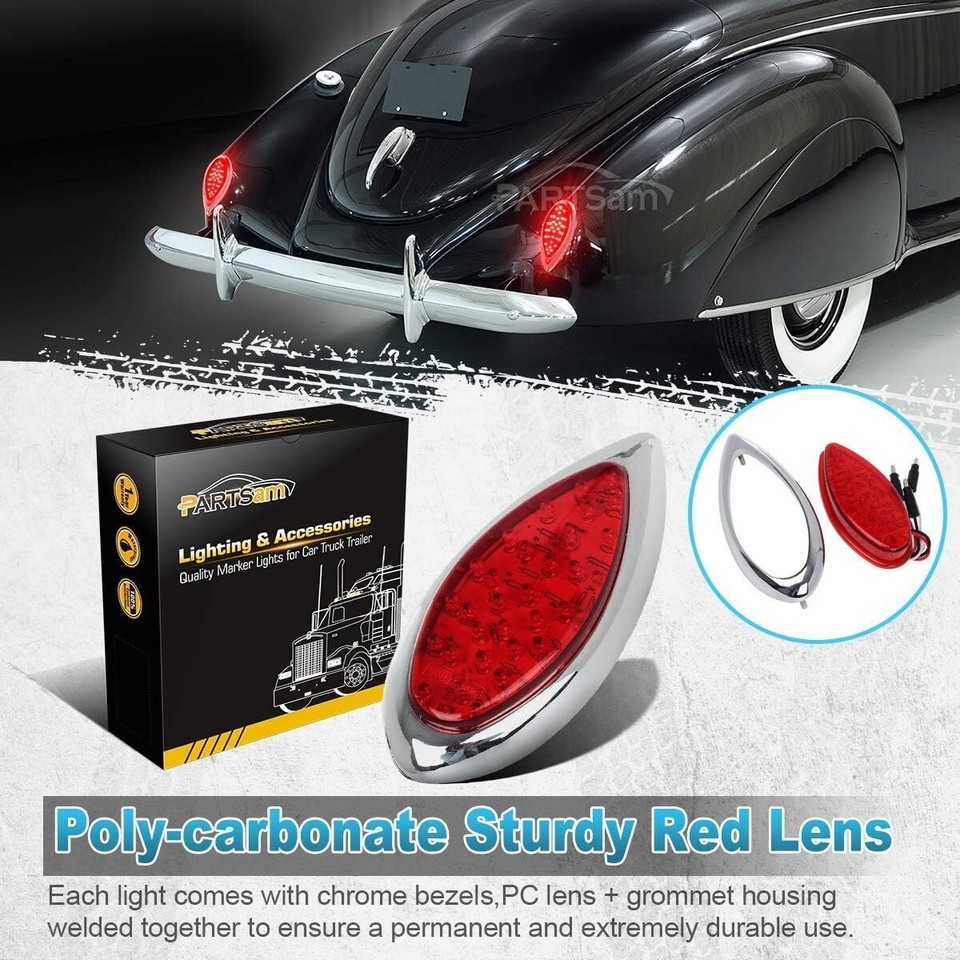 2Pcs 35 LED Red Teardrop Tail Lights for Truck Trailer, Brake/Turn/Stop ...