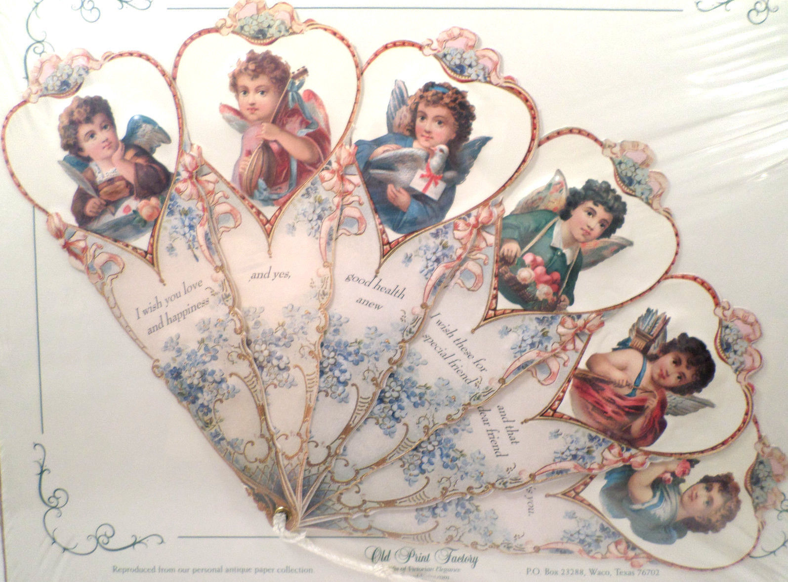 Vintage Inspired Victorian Paper Fan Greeting Card Old Print Factory ...
