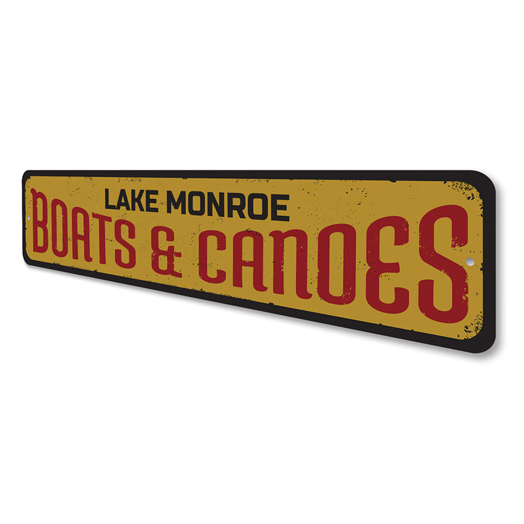 Boats & Canoes Sign, Personalized Lake Name Sign, Metal Lake Metal ...