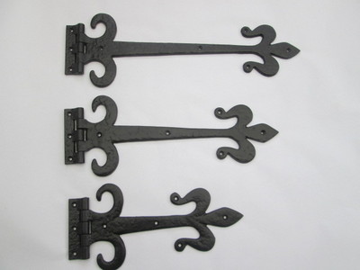 1 pair CAST IRON FLEUR DE LYS DECORATIVE FANCY GOTHIC OLD TUDOR GATE ...