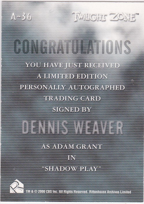 TWILIGHT ZONE SERIES 2 THE NEXT DIMENSION A36 DENNIS WEAVER ADAM GRANT ...