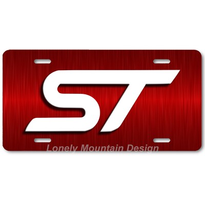 Ford ST Inspired Art White on Red FLAT Aluminum Novelty Auto License ...