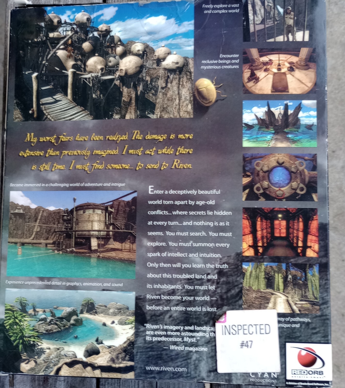 Riven The Sequel To Myst (PC/Mac CD-ROM) Video Game Cyan 1997 BIG BOX ...