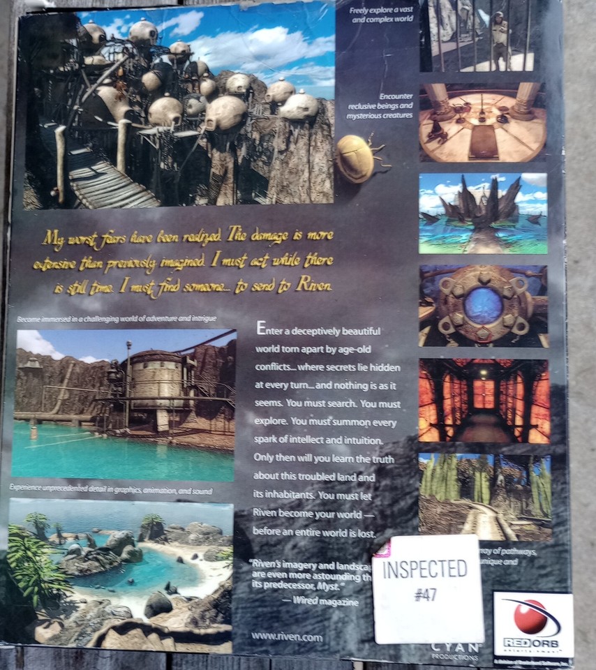 Riven The Sequel To Myst (PC/Mac CD-ROM) Video Game Cyan 1997 BIG BOX ...