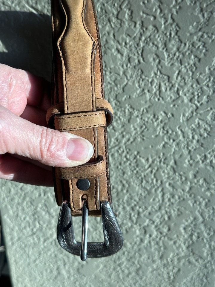 Silver Creek men's western tan leather belt 40 53809 | eBay