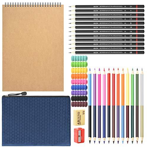 Drawing Sketching Pencils Set 37 Packs Art Kit with Sketchbook Draw ...