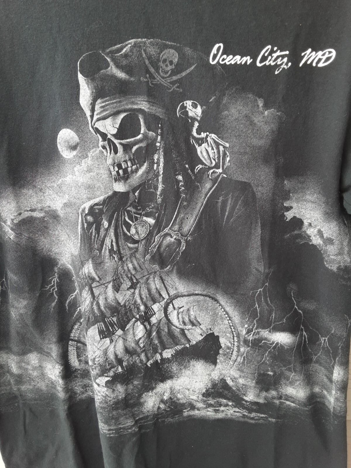 Ocean City MD Pirate Skeleton AOP T Shirt Size M Medi… - Gem