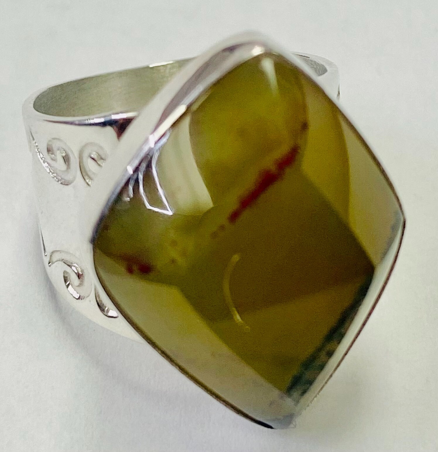 HSN Jay King Sterling Silver Namibian Green Goddess Opal Ring Size 8 | eBay