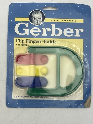 NEW Vintage 1991 Gerber Playthings Flip Fingers Rattle 76250 - 3-15 mo ...