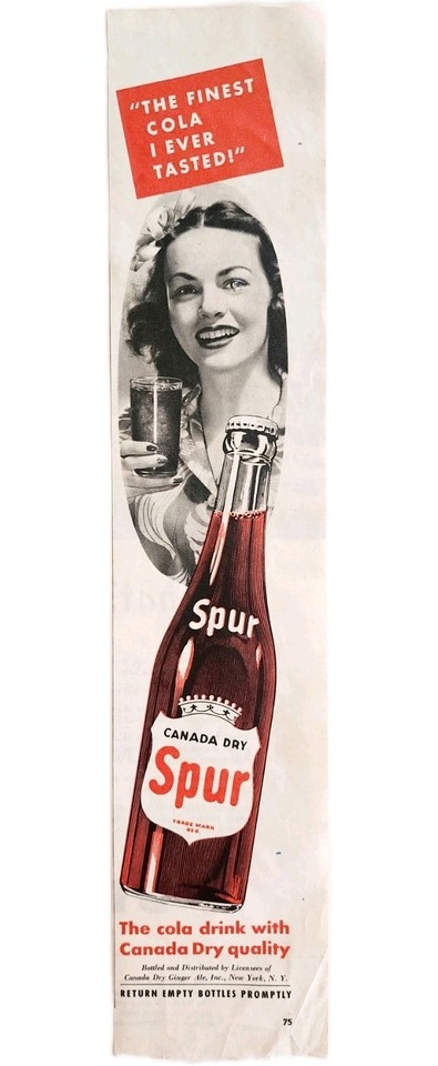 1944 Canada Dry Spur Cola Advertisement Pop Soda Drink Ginger Ale ...