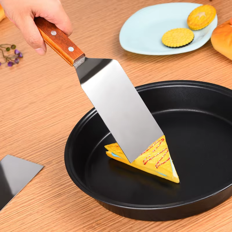1Pc Stainless Steel Wooden Handle Frying Shovel Cooking Shovel Pancake ...