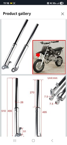 Pair Front Forks Shock Shocks Suspension Fork Set for Mini Bike 47cc ...