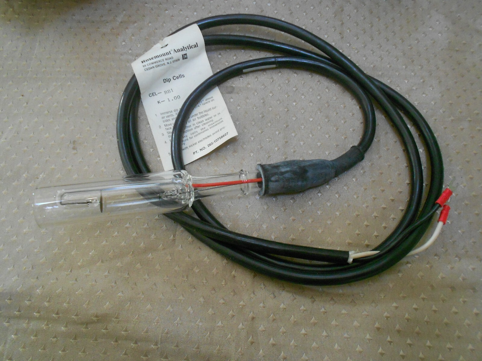 Rosemount Conductivity Dip Cell Cel-BB1 k-1.00 Sensor Probe w cable 265 ...