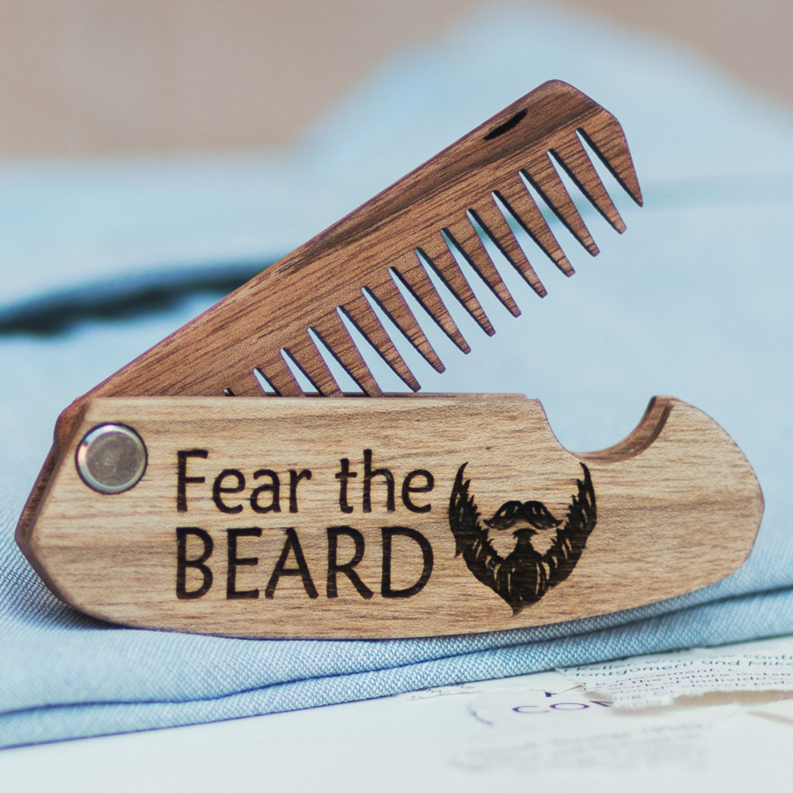 Beard Comb Gifts For Him Wooden Comb For Men Folding Pocket Comb For ...
