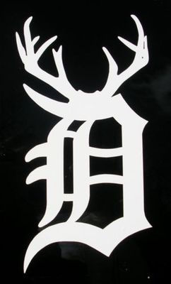OLD ENGLISH D with ANTLERS DETROIT MI. Vinyl decal sticker -Car Window ...