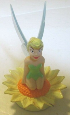 Peter Pan TINKERBELL figure on flower rolling toy 3.5", Disney DecoPac ...
