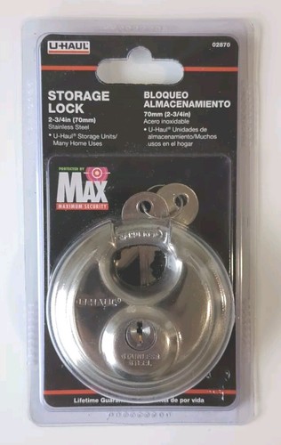 U-Haul Max Security Storage Unit Lock 2-3/4" Stainless Steel Padlock 5 ...