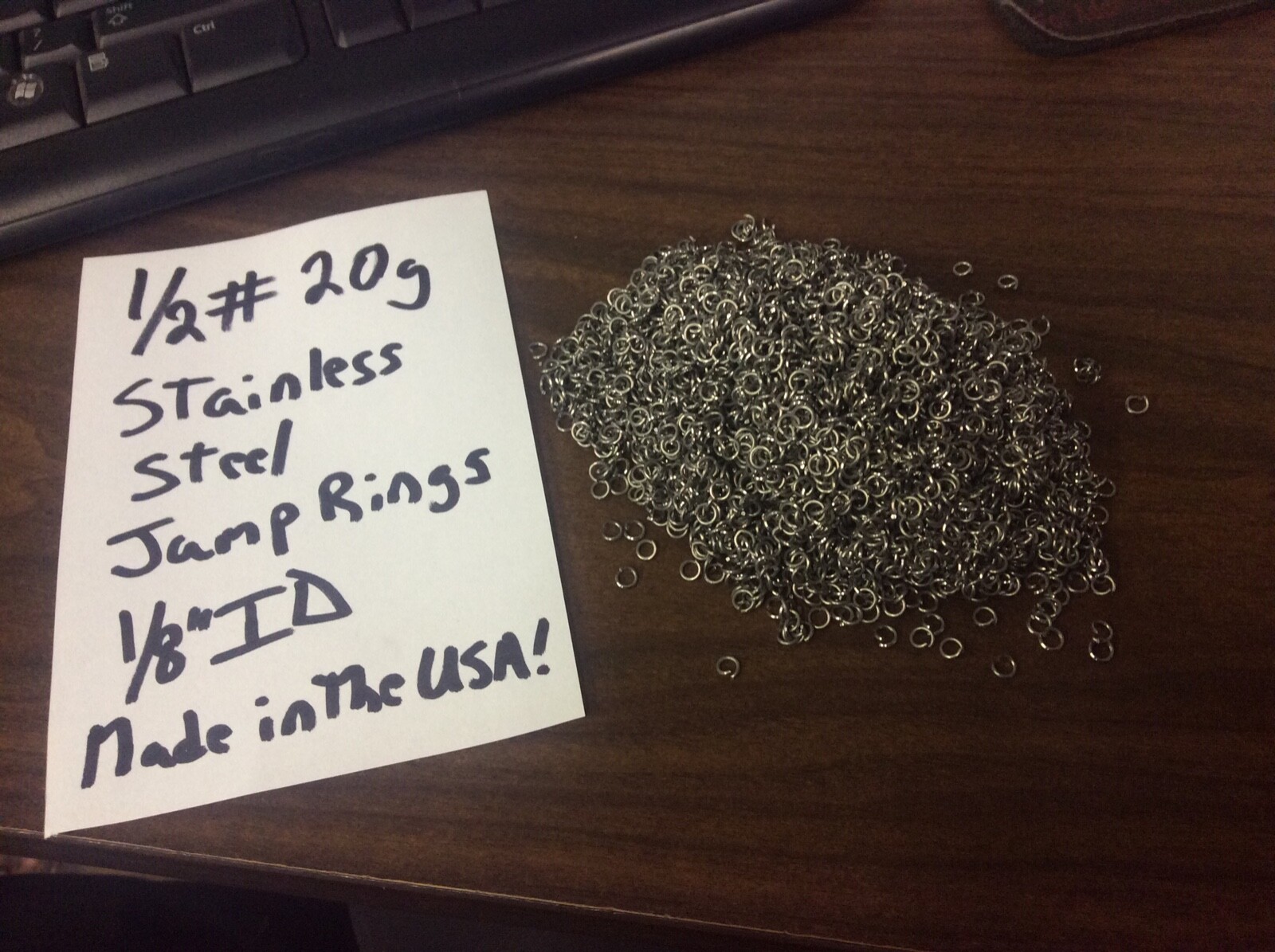 1/2 Pound of 20g Spring temper stainless jump rings, 1/8” I.D., Made in ...