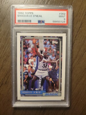 1992-93 Topps Shaquille O'Neal Rookie Card RC #362 PSA 9 MINT Magic ...