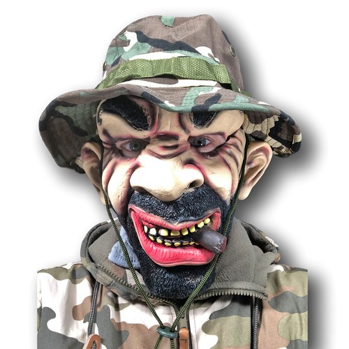 White Male Man Army Platoon Soldier Latex Mask Beard Camoflauge Green ...