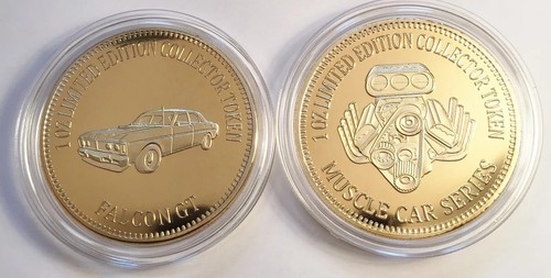 "FORD FALCON GT" Muscle Car Series 1 0z HGE 999 24k Gold Coin/token LTD ...