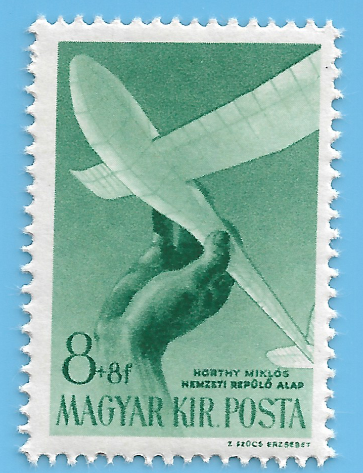Hungary Germany WW2 Axis 1942 Plane Horthy Aviation 8+8f Stamp MNH WW2 ...
