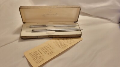 Vintage Hallmark Brand Chrome Silver Ballpoint Pen & Pencil Set Grey ...