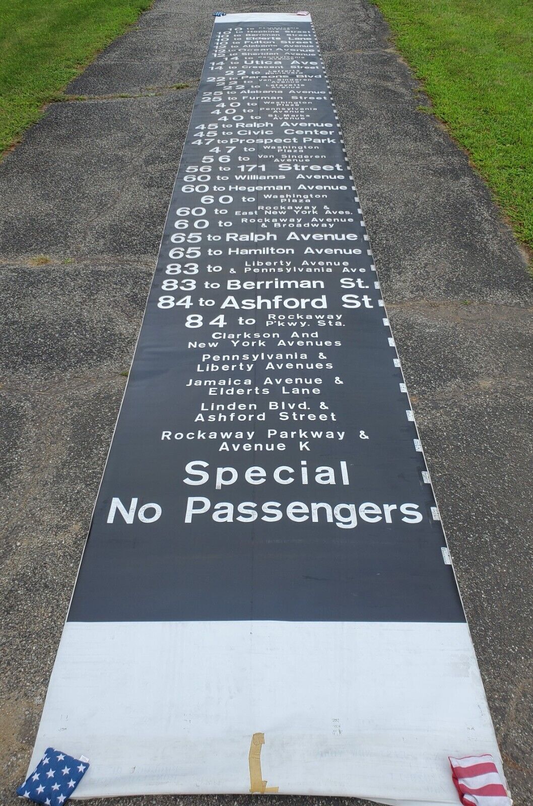 Vintage 1969 NYCTA Bus Roll Sign East NY Depot Flexible Bus Brooklyn NY ...