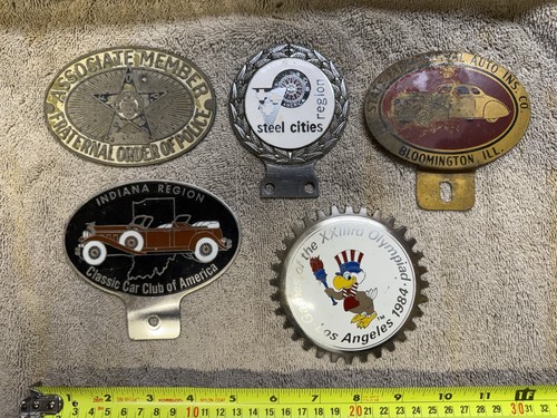 5 Vintage License Plate Topper Grill Radiator Badges | eBay