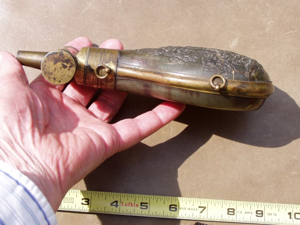 Pressed Horn Powder Flask, Antique | eBay