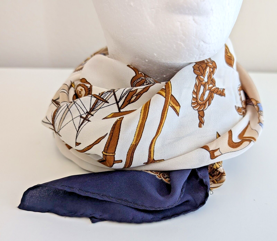 Loredano nautical scarf rope knot navy blue ship anchor classic square ...
